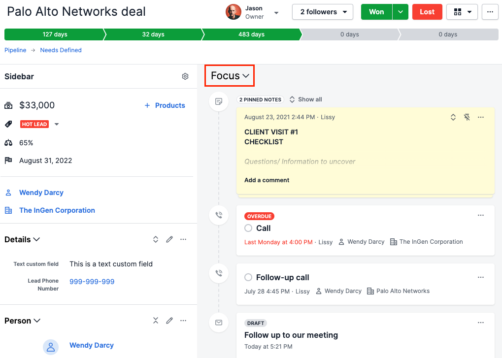 Deal detail view (BETA) - Knowledge Base | Pipedrive